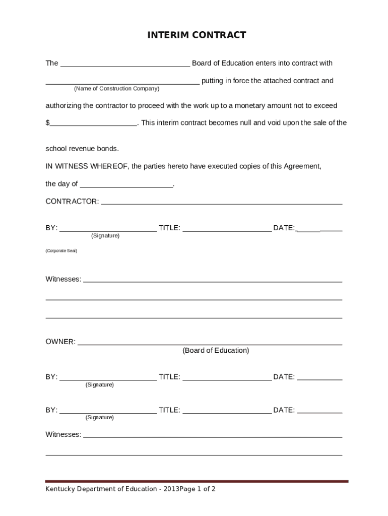 INTERIM CONTRACT - education ky Doc Template | pdfFiller