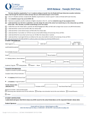 Fillable Online SEVIS Release - Transfer OUT Form Fax Email Print ...
