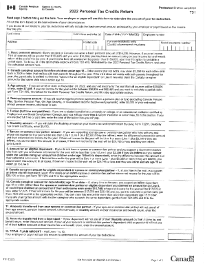 Fillable Online Get the completed TD1 forms from the individual Fax ...