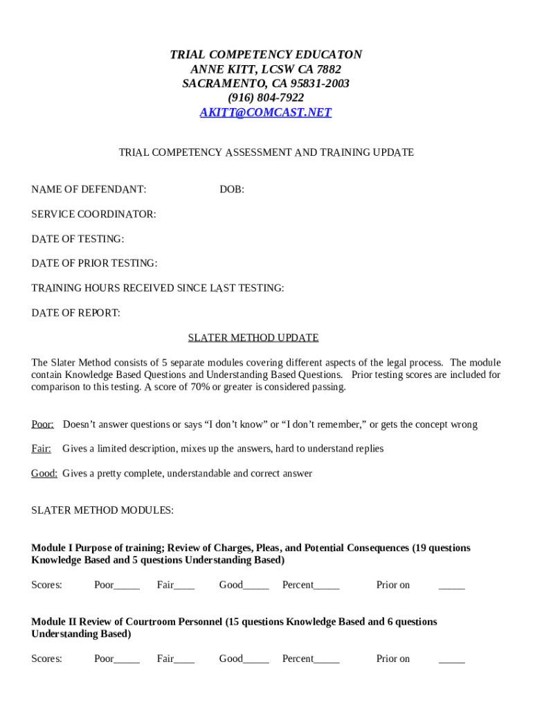 Trial Competency Assessment And Training Update ( ... Doc Template ...