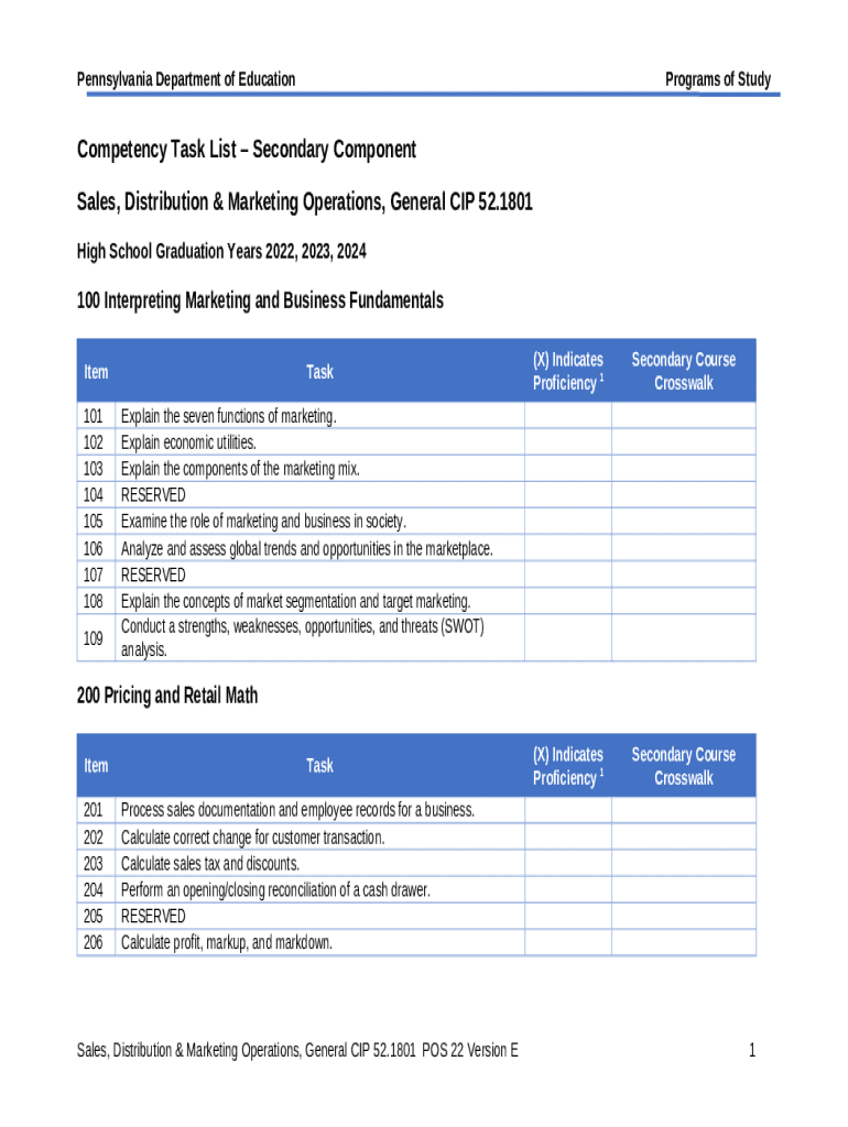 Competency Task ListSecondary Component Baking and ... Doc Template | pdfFiller