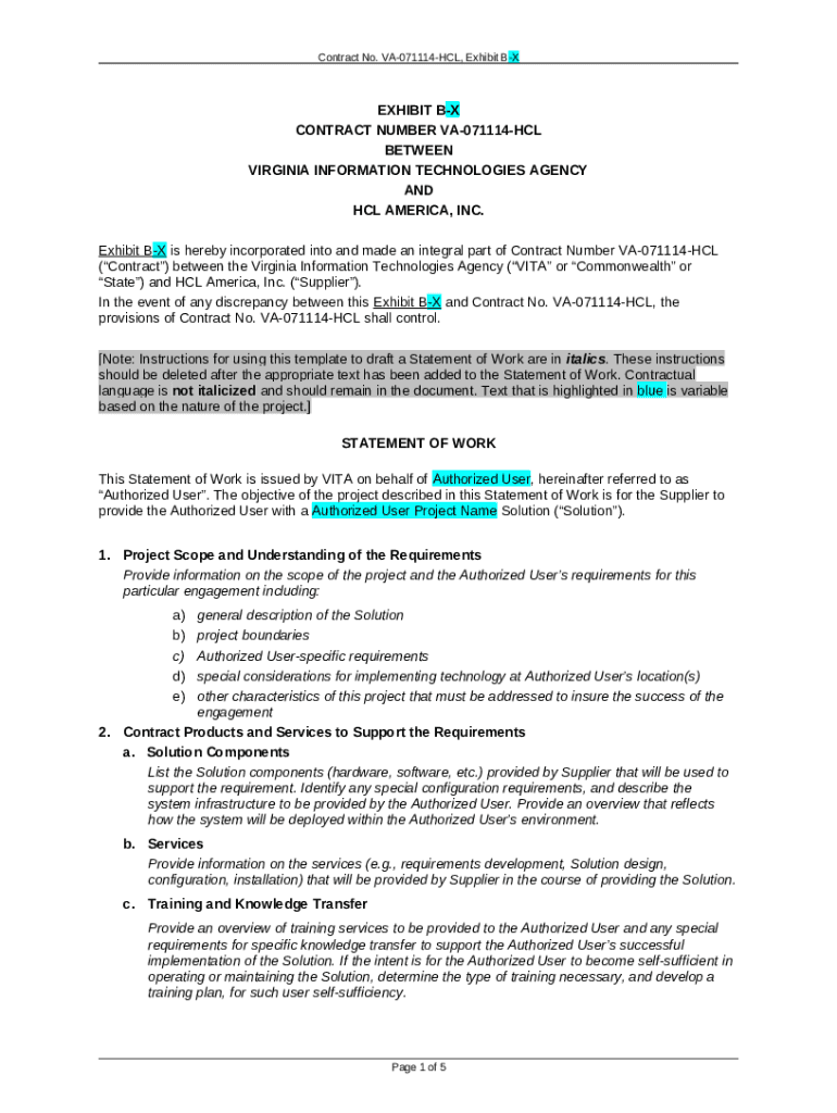 SOW Template - VITA - Virginia.gov Doc Template | pdfFiller