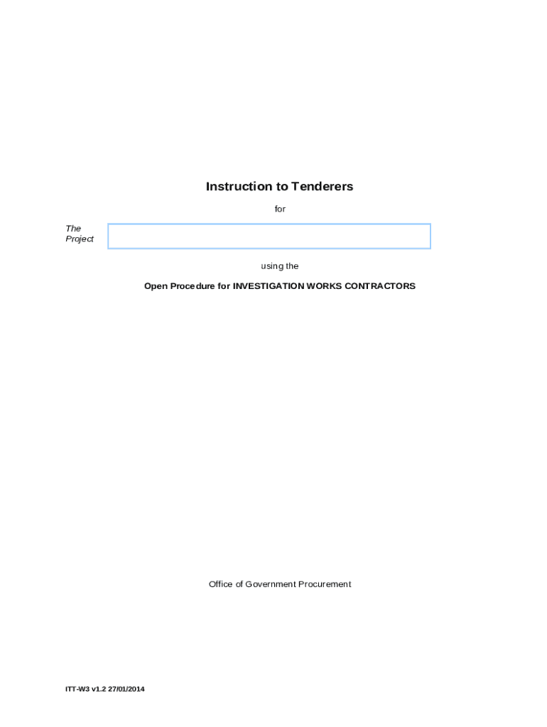 Instruction to Tenderers for Investigation Works Doc Template | pdfFiller