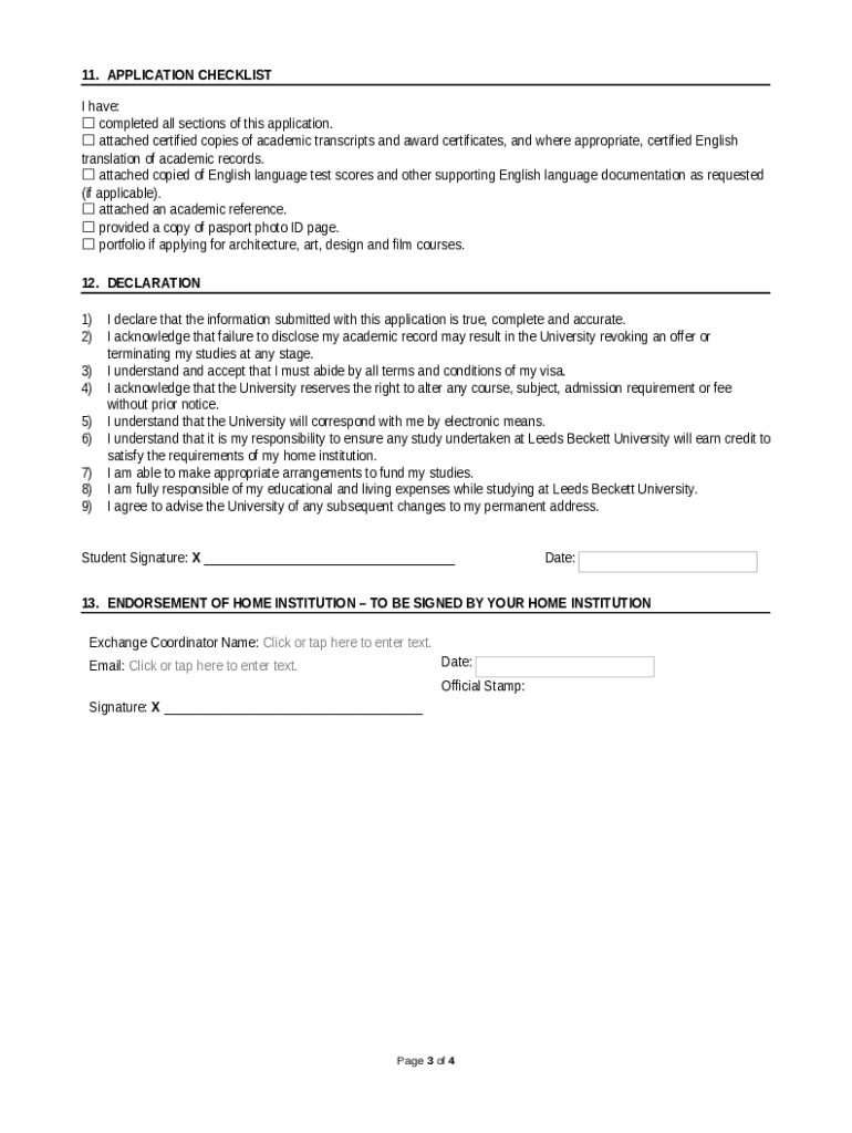 Exchange & Study Abroad Application For ... Doc Template | pdfFiller