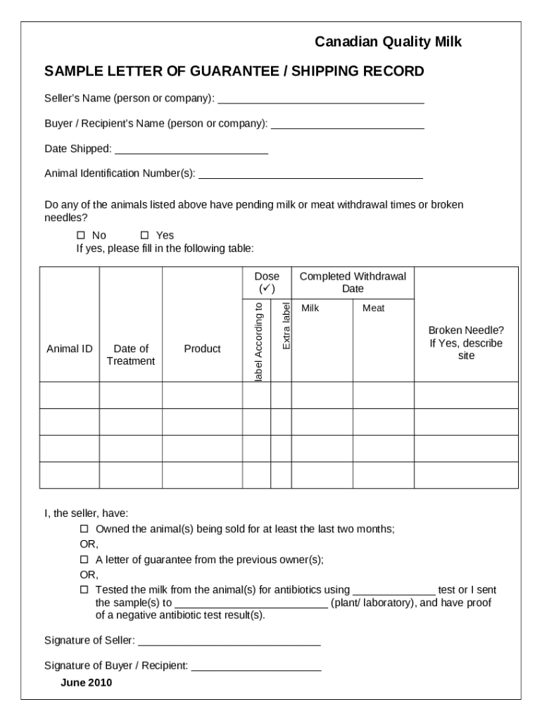 RECORD 11B: SAMPLE LETTER OF GUARANTEE / ... Doc Template | pdfFiller