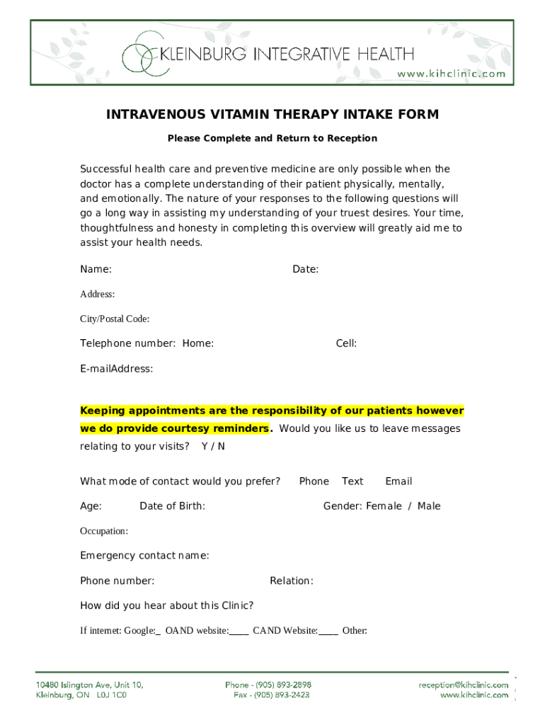IntegratIV Hydration: Mobile and In-Office IV Therapy Lake ... Doc Template | pdfFiller