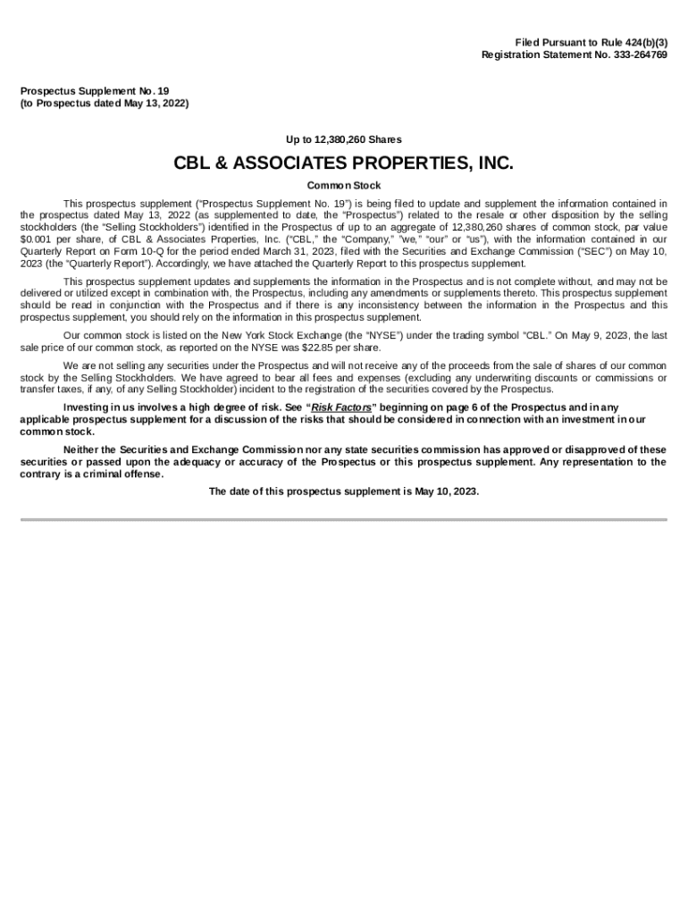 CBL & ASSOCIATES PROPERTIES INC ( - cloudfront.net Doc Template | pdfFiller