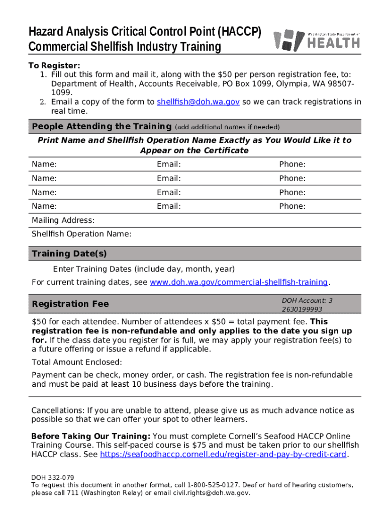 HACCP Class Registration . Registration for DOH-sponsored HACCP training given twice each year ...