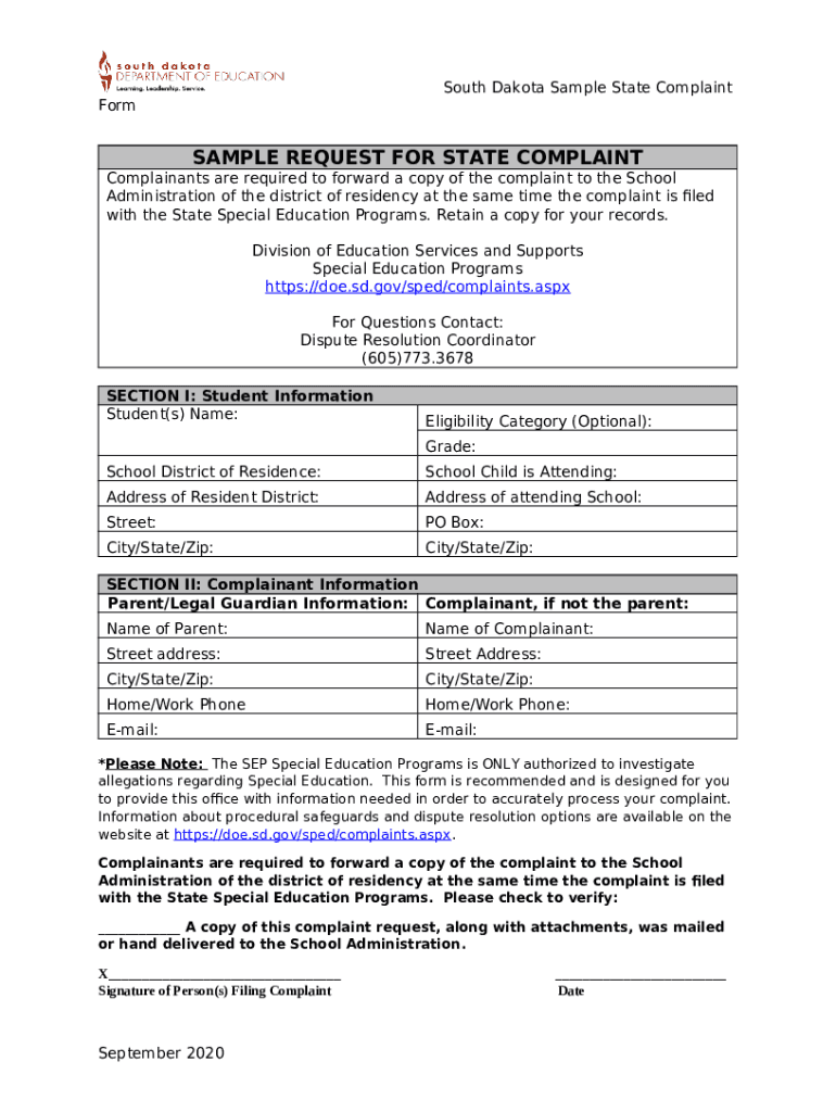 Sample State Complaint - doe sd Doc Template | pdfFiller