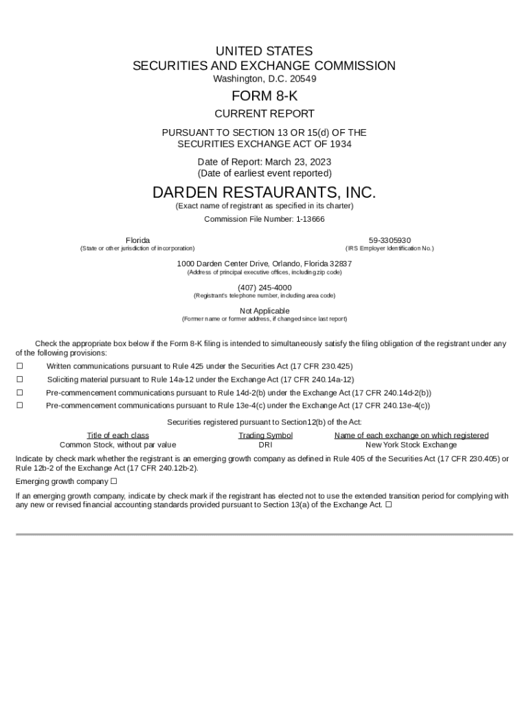 DARDEN RESTAURANTS INC ( - cloudfront.net Doc Template | pdfFiller