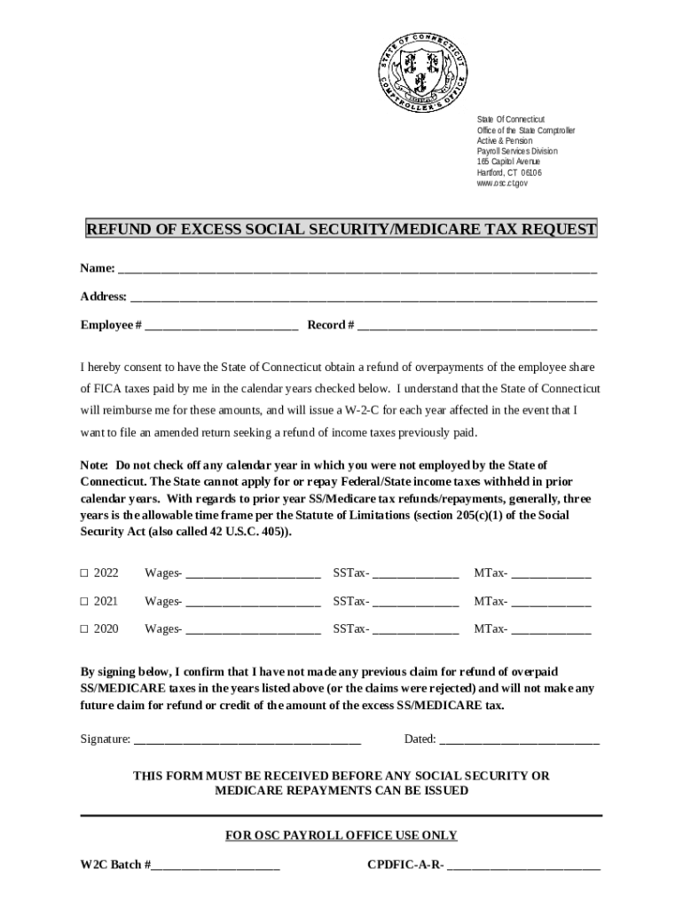 refund of excess social security/medicare tax request Doc Template ...