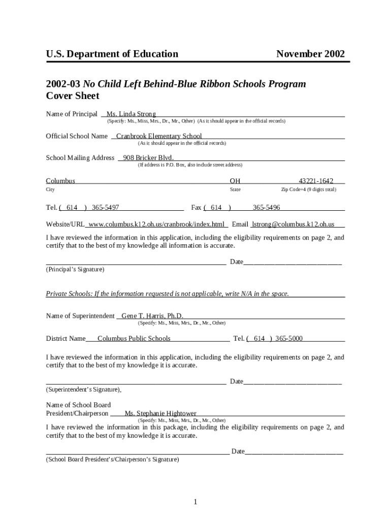 2002-03 No Child Left Behind-Blue Ribbon Schools Program - www2 ed Doc ...
