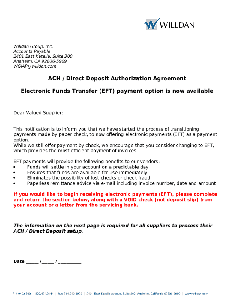 ACH/Direct Deposit Authorization Agreement Doc Template | pdfFiller