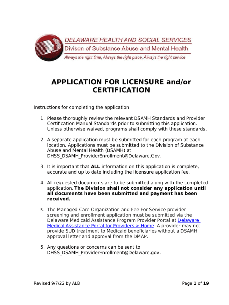 APPLICATION FOR LICENSURE and/or CERTIFICATION Doc Template | pdfFiller