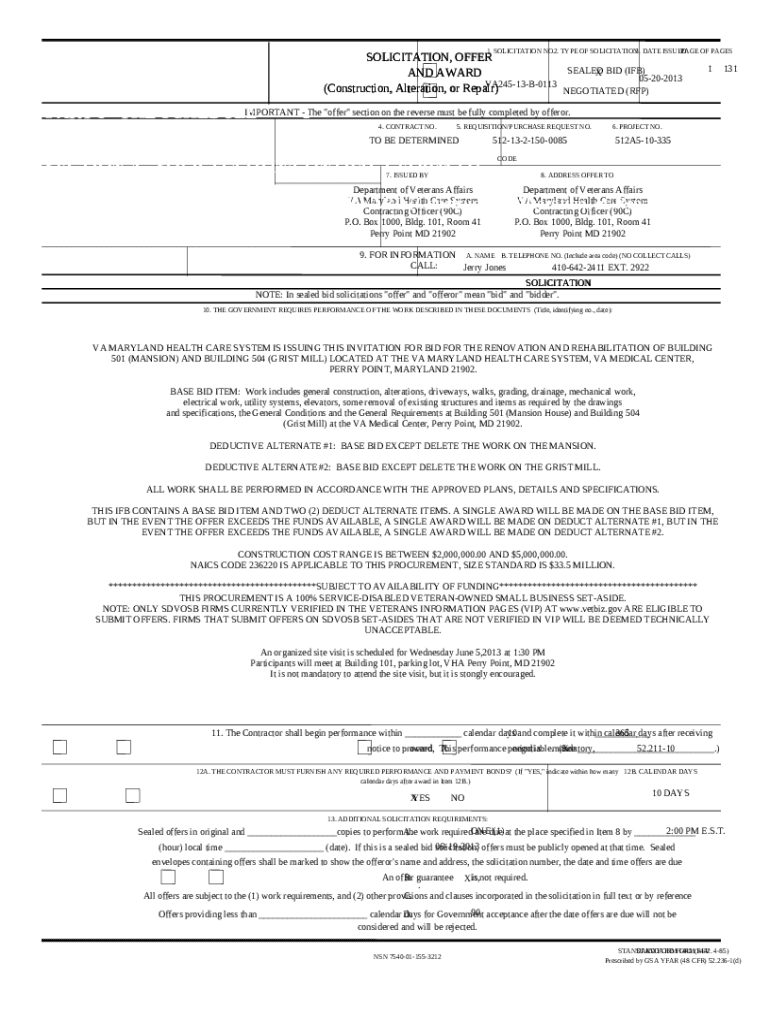 solicitation/contract 131 - VA Vendor Portal Doc Template | pdfFiller