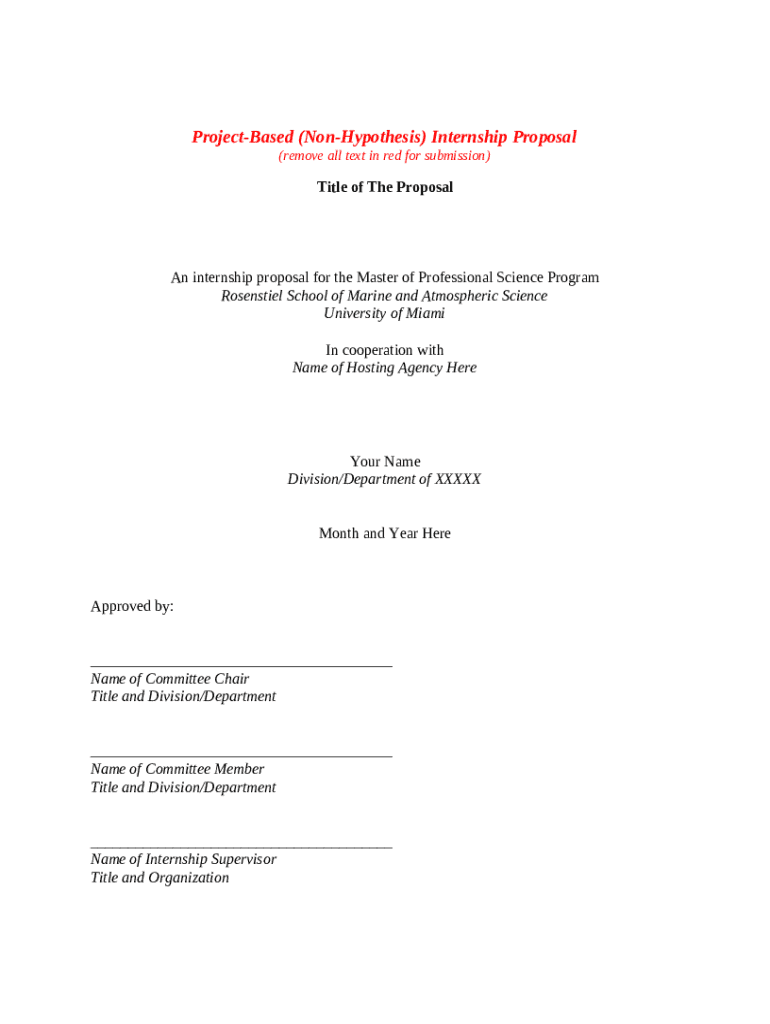 Project-Based (Non-Hypothesis) Internship Proposal Doc Template | pdfFiller