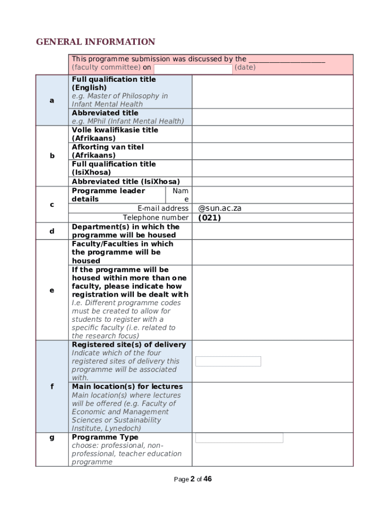 Programme specification template intensive masters Doc Template | pdfFiller
