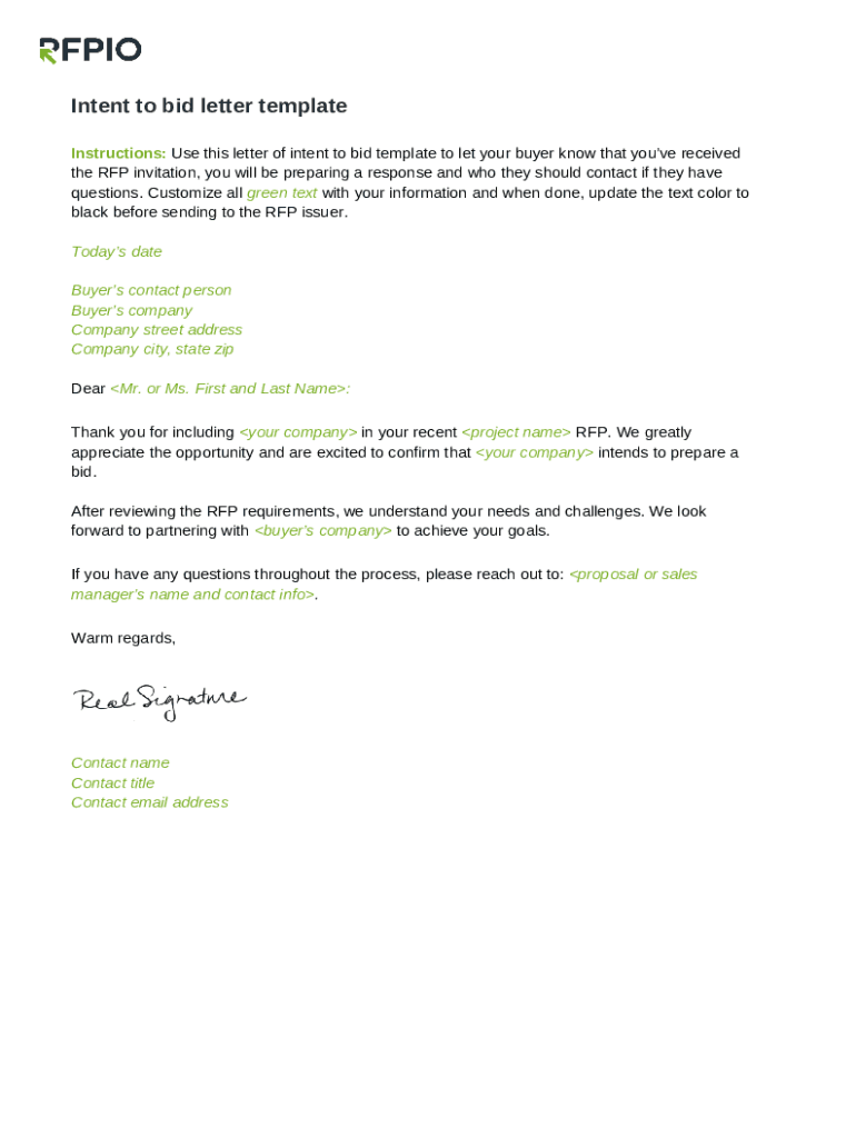 Bid or no bid checklist and letter templates from RFPIO Doc Template ...