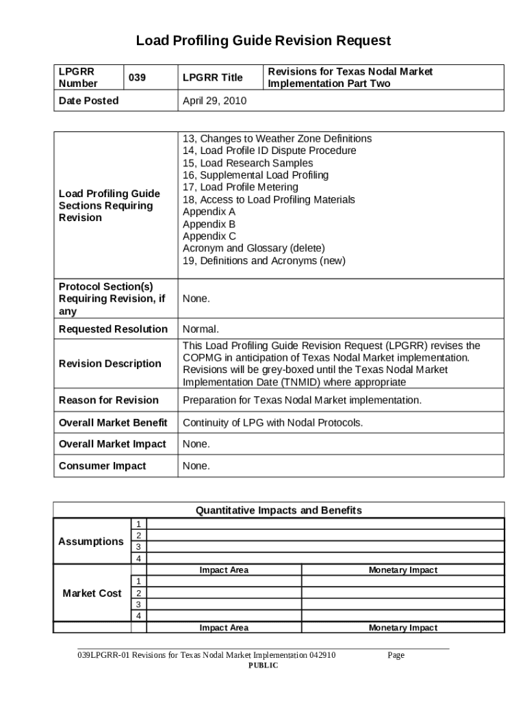 Load Profiling Guide Revision Requests Doc Template | pdfFiller