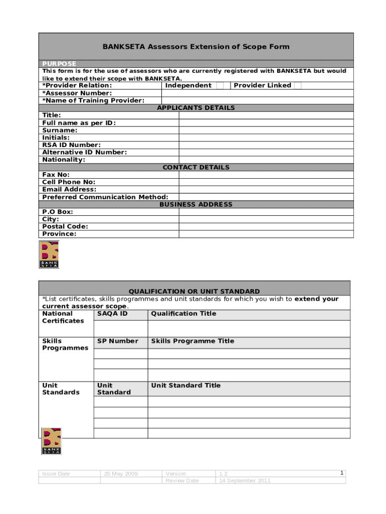 Assessors Extension of Scope Doc Template | pdfFiller