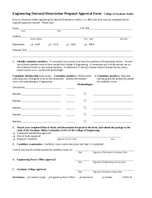 Engineering Doctoral Dissertation Proposal Approval Doc Template | pdfFiller