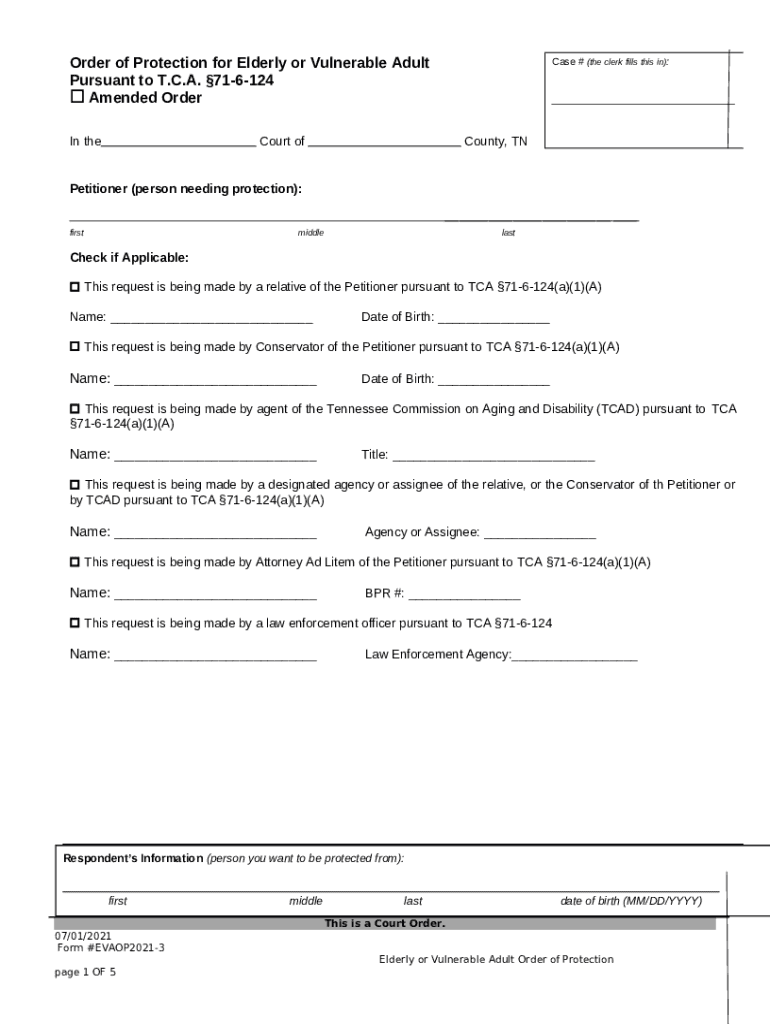 Orders of Protection for Elderly or Vulnerable Adults Doc Template ...