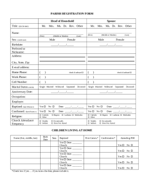 Saint Jude Roman Catholic Church - Parish Registration Doc Template | pdfFiller