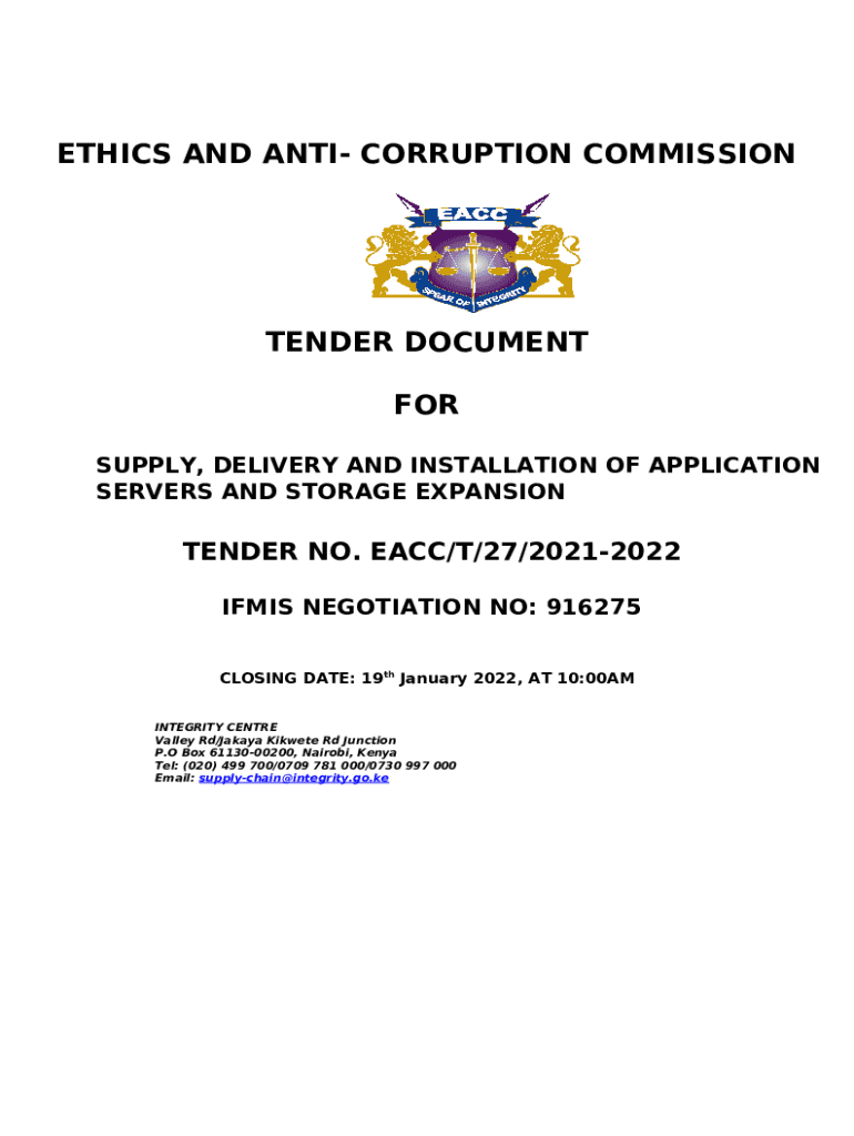CORRUPTION COMMISSION TENDER DOCUMENT FOR Doc Template | pdfFiller