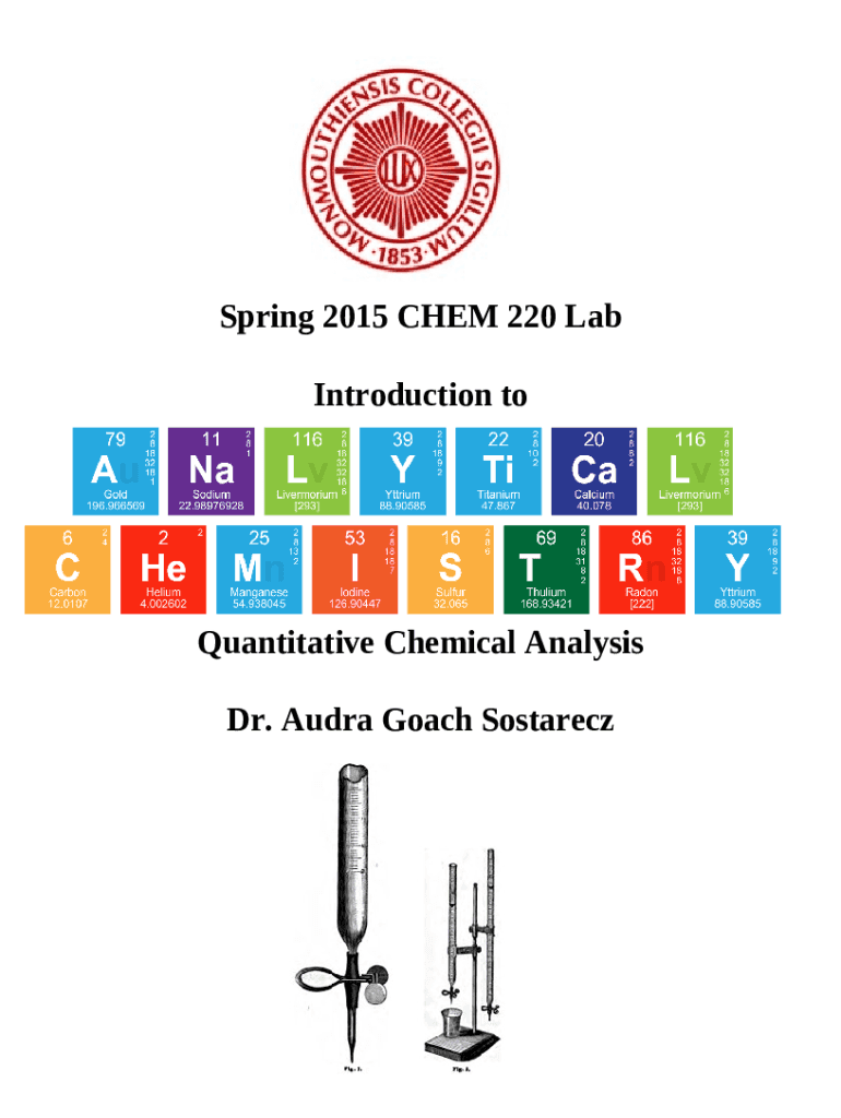 Spring 2015 CHEM 220 Lab Introduction to Quantitative ... - personal monm Doc Template | pdfFiller