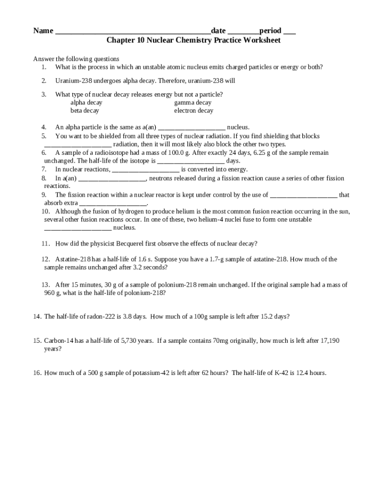 Chapter 10 Review Nuclear Chemistry Flashcards - Quizlet - schoolwires ...