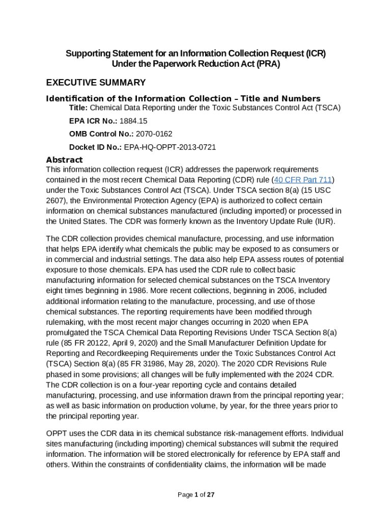Supporting Statement for an Ination Collection Request (ICR) Doc Template | pdfFiller