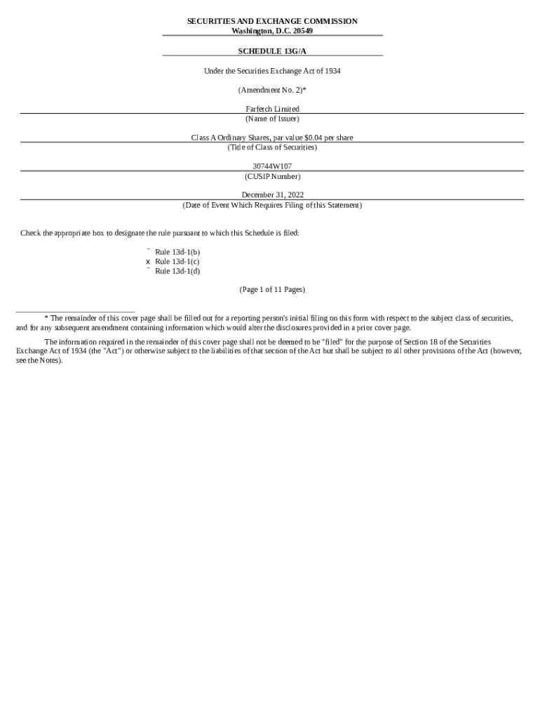 Farfetch Limited (Name of Issuer) - PDF Free Download Doc Template | pdfFiller