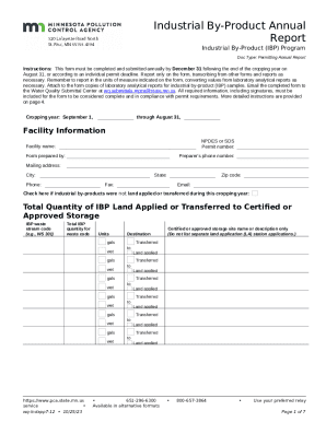 Industrial By-Product Annual Report - Doc Template | pdfFiller