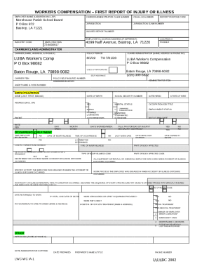 Workers Compensation First Report of Injury. ... Doc Template | pdfFiller