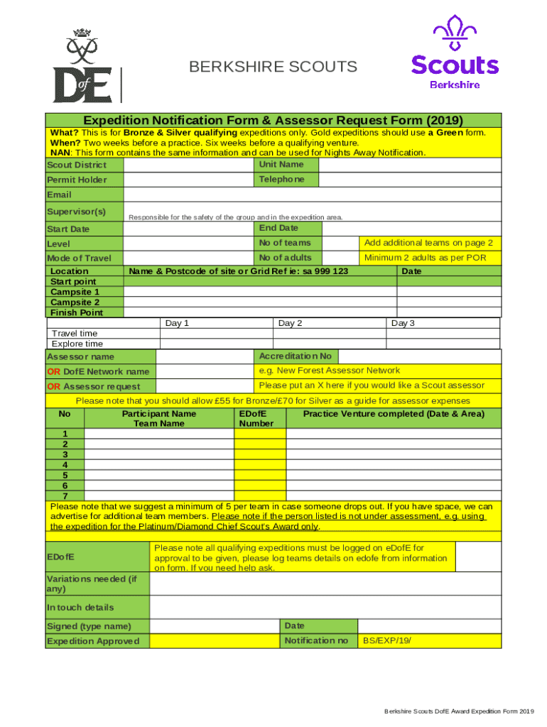 ADVANCE NOTIFICATION - Expedition Doc Template | pdfFiller