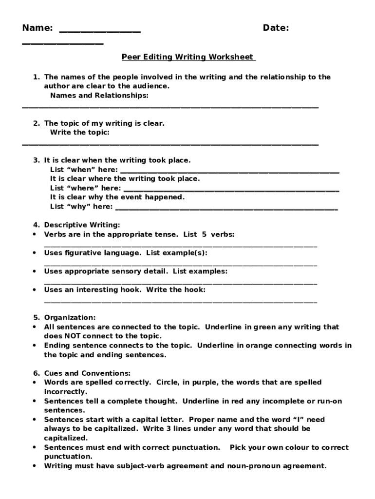 INTRODUCTION Peer Editing Checklist Pdf (Download Only) - curriculum nesd Doc Template | pdfFiller