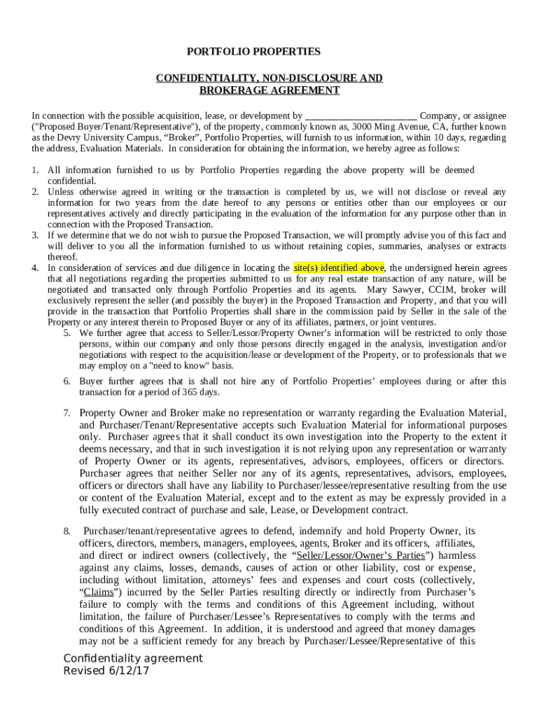 Nondisclosure Agreement - Mercer Company Doc Template | pdfFiller