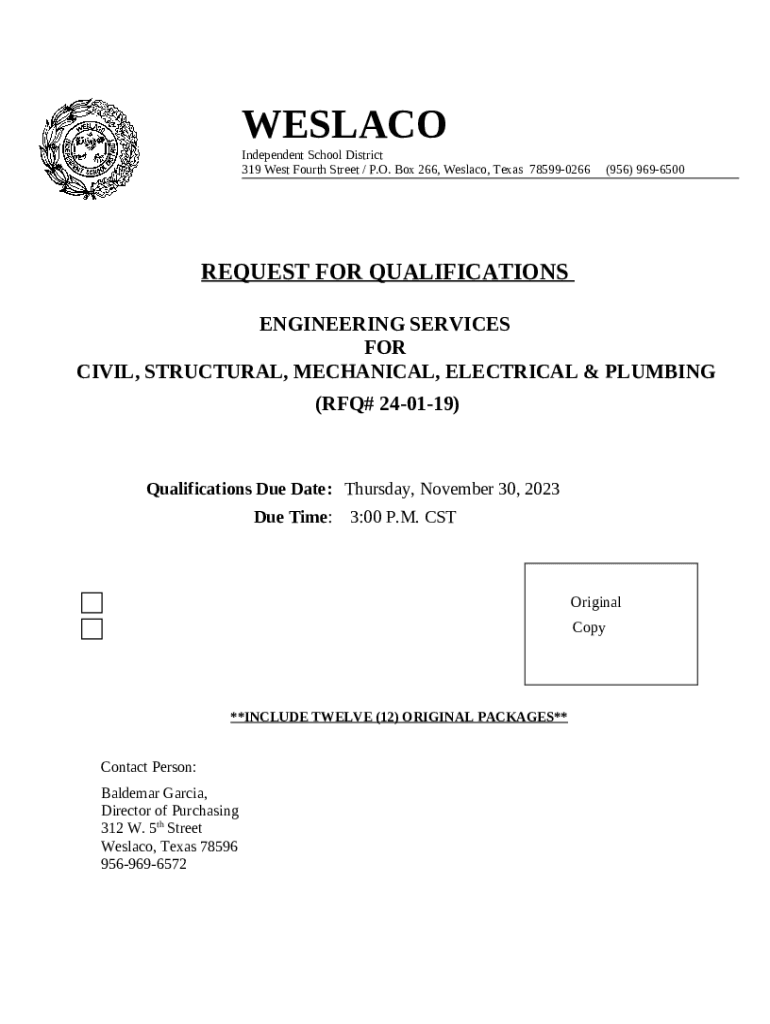 request for qualifications professional engineering civil, electrical ...