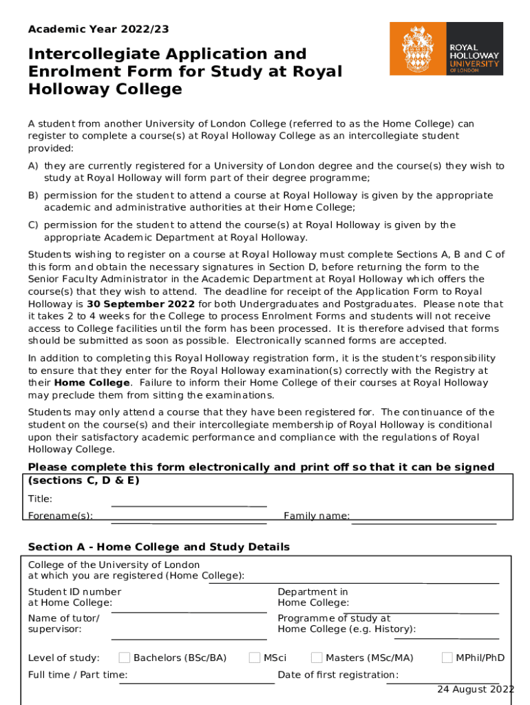 Complete a - Royal Holloway Student Intranet Doc Template | pdfFiller