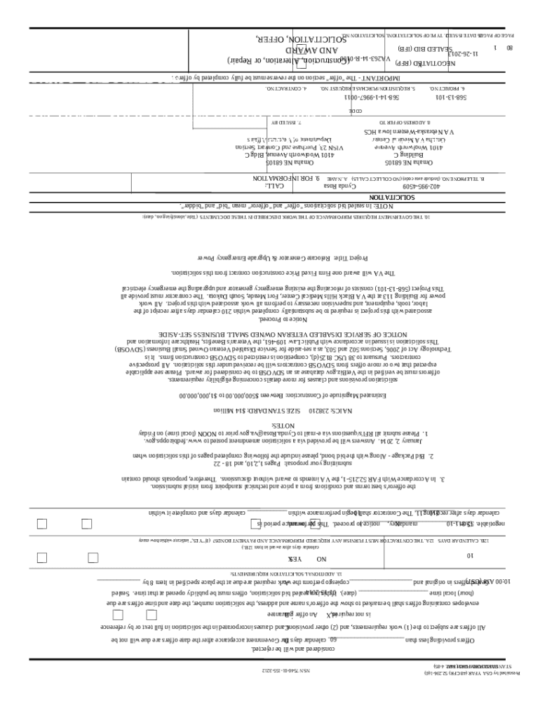 section a - solicitation/contract 50 - VA Vendor Portal Doc Template | pdfFiller
