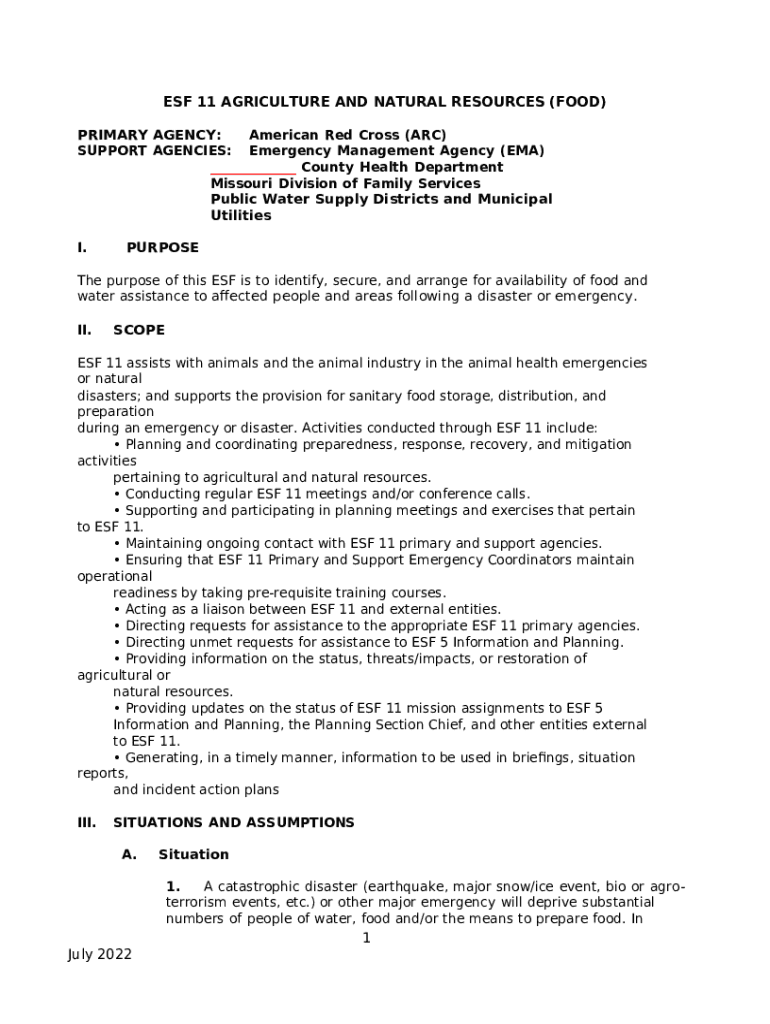 Agriculture and Natural Resources Annex - ESF Coordinator - sema dps mo ...