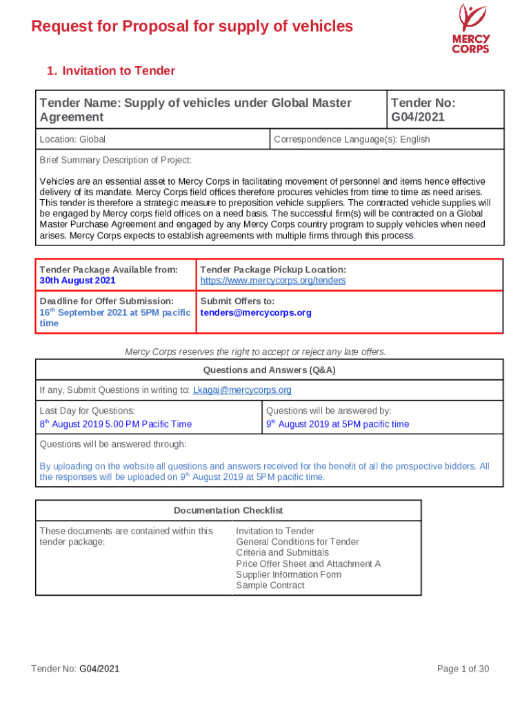 Request for Proposal for supply of vehicles Invitation ... Doc Template ...