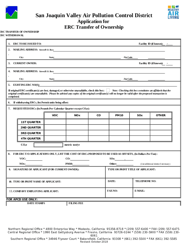 Emission Reduction Credits (ERC) Doc Template | pdfFiller
