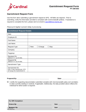 Garnishment Request - Cardinal Project - Virginia.gov Doc Template | pdfFiller