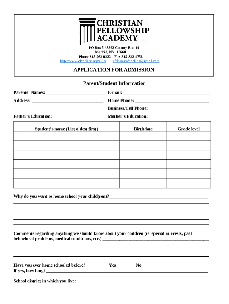 CFA APPLICATION FOR ADMISSION Doc Template | pdfFiller