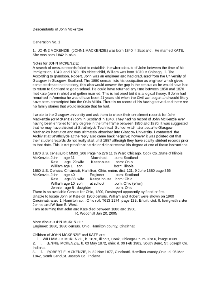 John John McKenzie - Historical records and family trees Doc Template ...