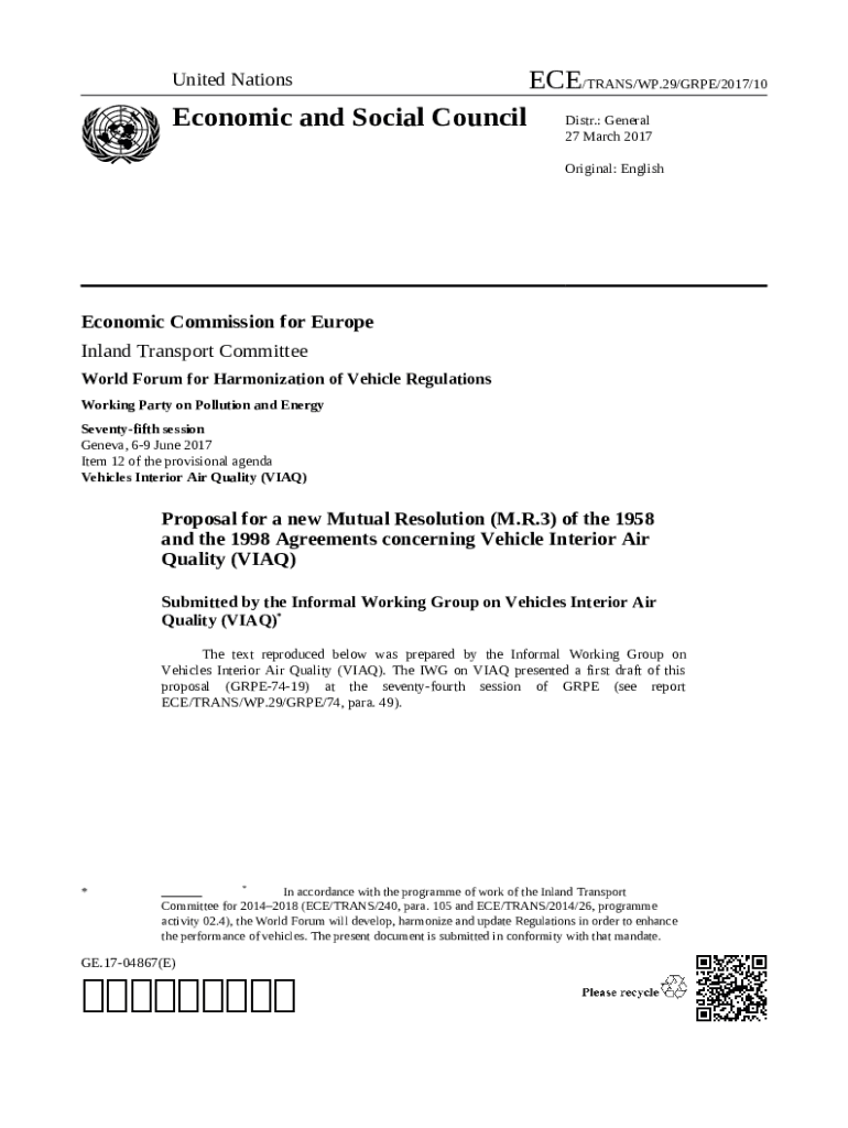 UNECE World Forum for Harmonization of Vehicle ... Doc Template | pdfFiller