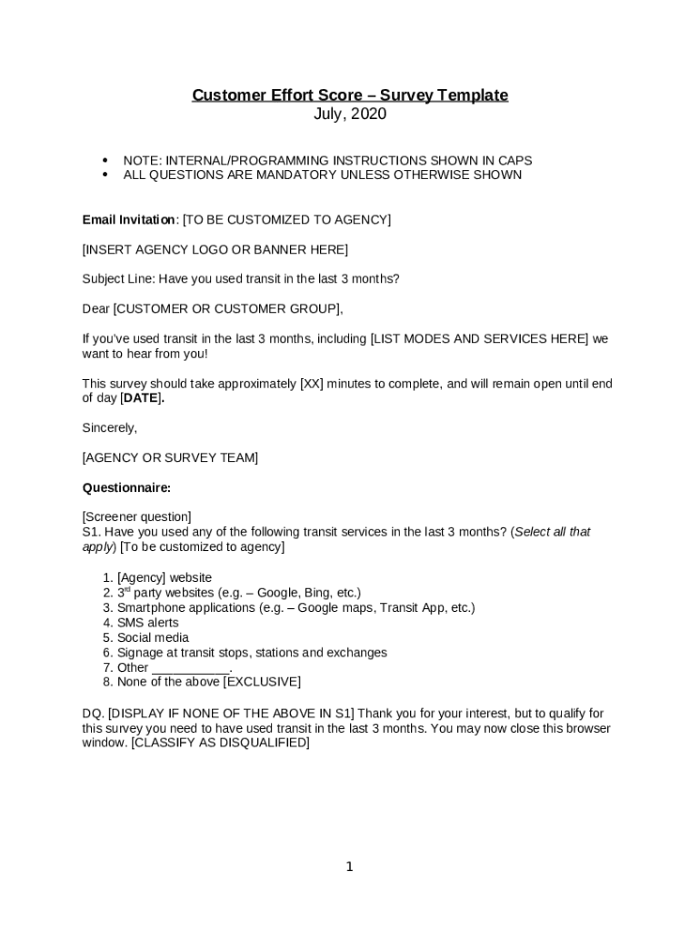 Customer Effort Score Survey Template: Types and ... Doc Template ...
