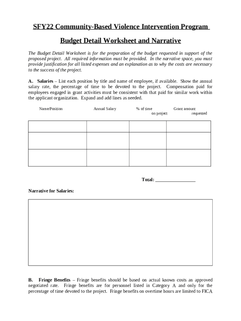 SFY22 Community-Based Violence Intervention Program Doc Template ...