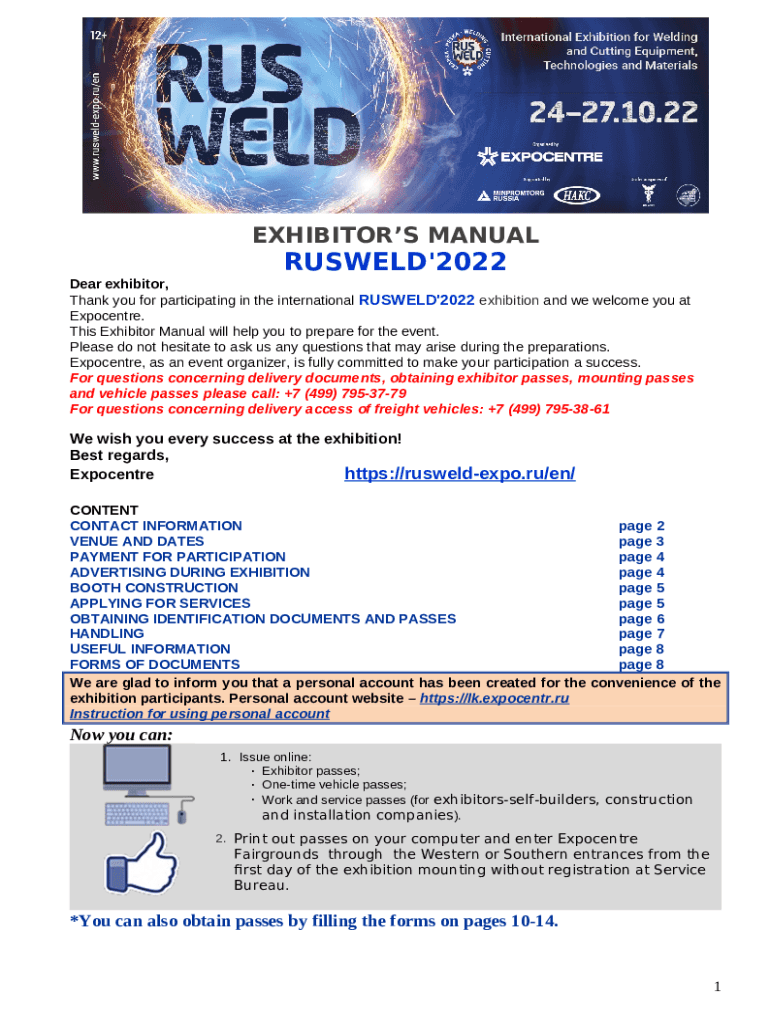 Dear Exhibitor, We first would like to thank you for your kind ... Doc Template | pdfFiller